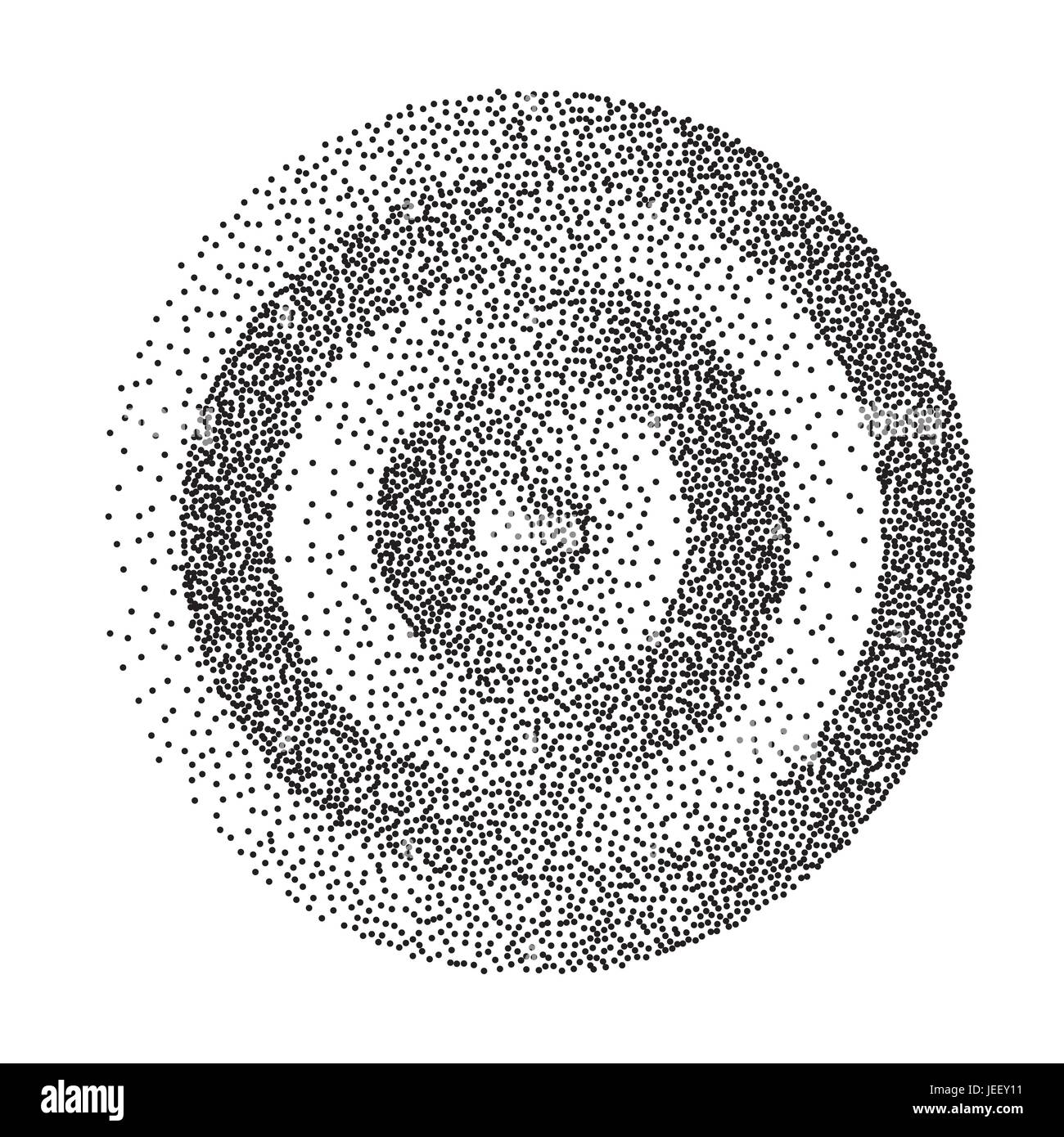 Abstract Geometric Shape Vector. Black Dotted Round Circle. Film Grain ...