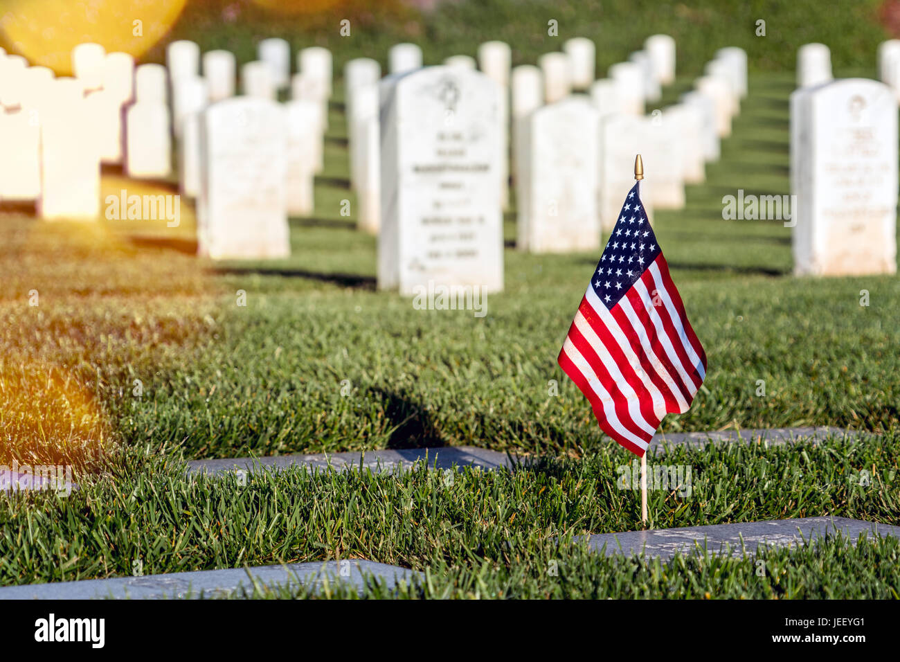 A flag on a grave at a southern California cemetery Stock Photo - Alamy