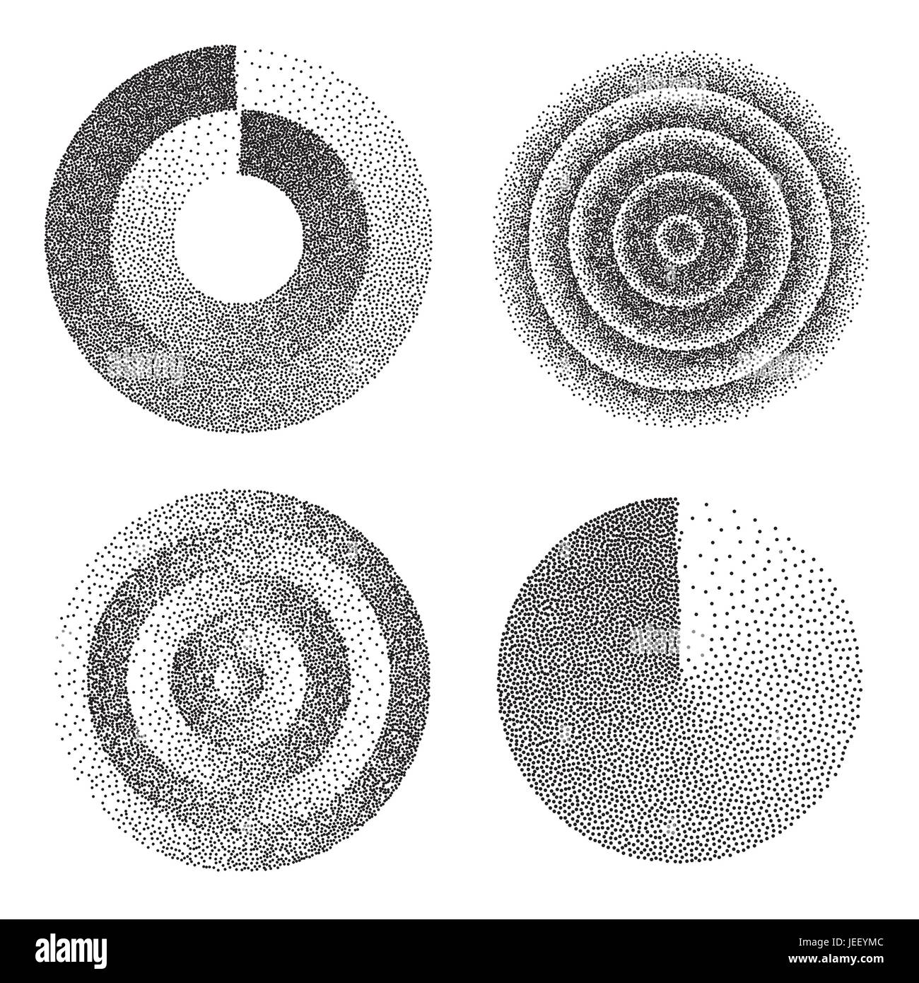 Abstract Geometric Shape Set Vector. Black Dotted Round Circle. Film ...