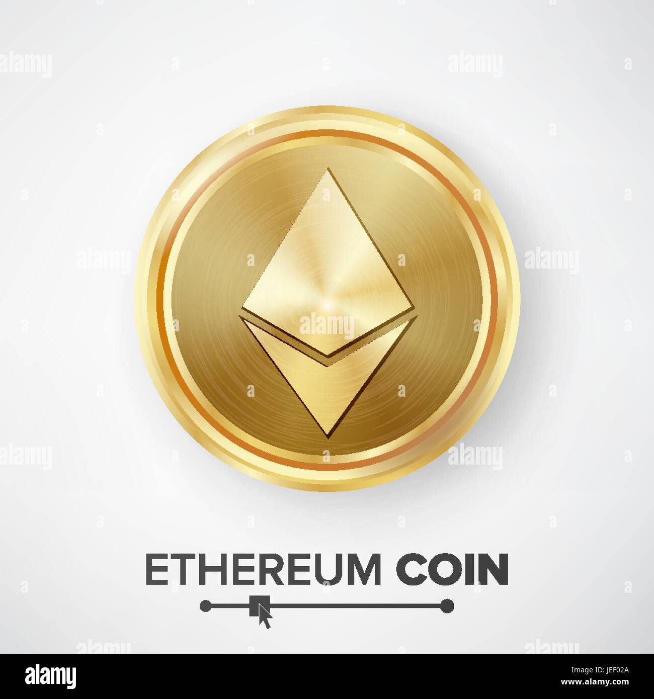 Ethereum Coin Gold Coin Vector. Realistic Crypto Currency Money And ...