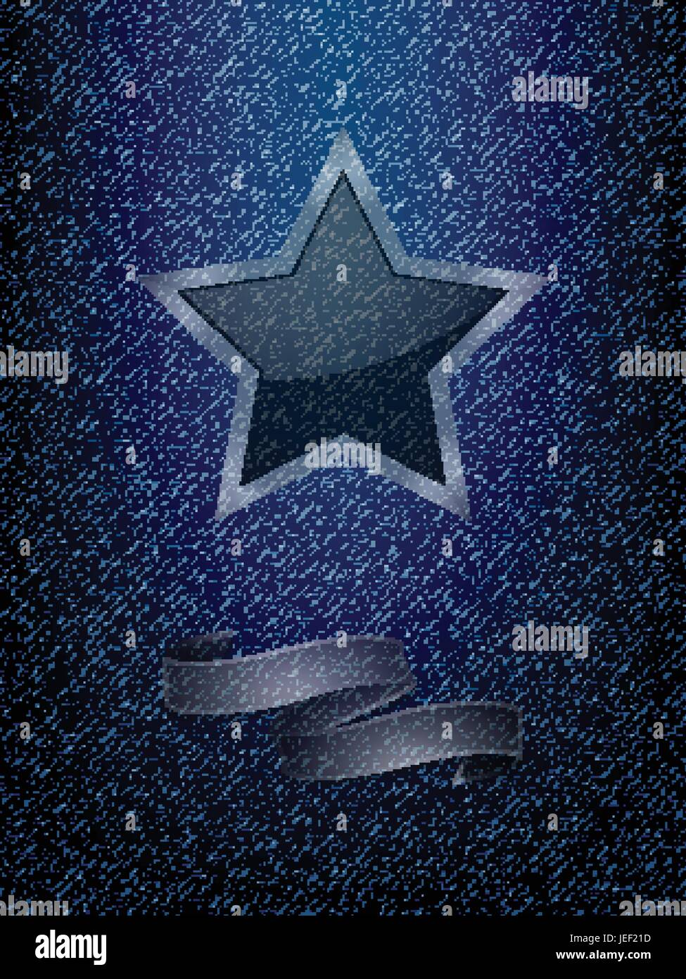 Blue Denim Texture Background With Star and Banner Stock Vector Image ...