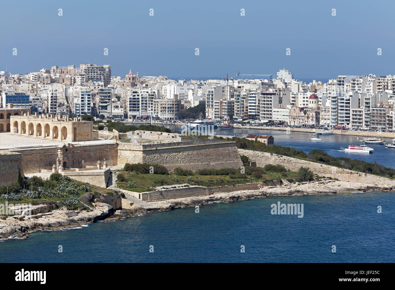 View of Fort Manoel and panorama of Sliema, Malta Stock Photo - Alamy