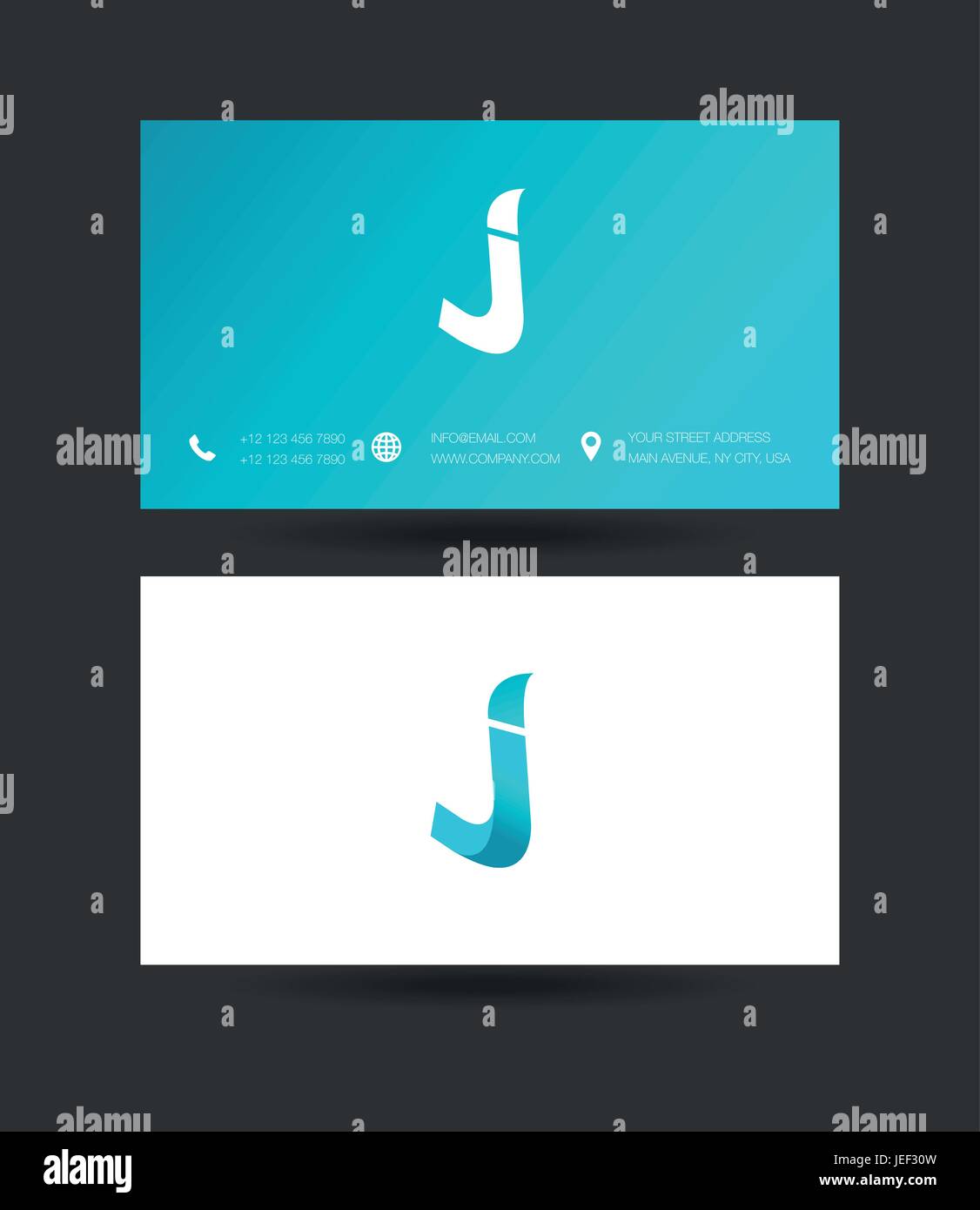 J Letter Logo with Business Card Template Vector Stock Vector Image ...
