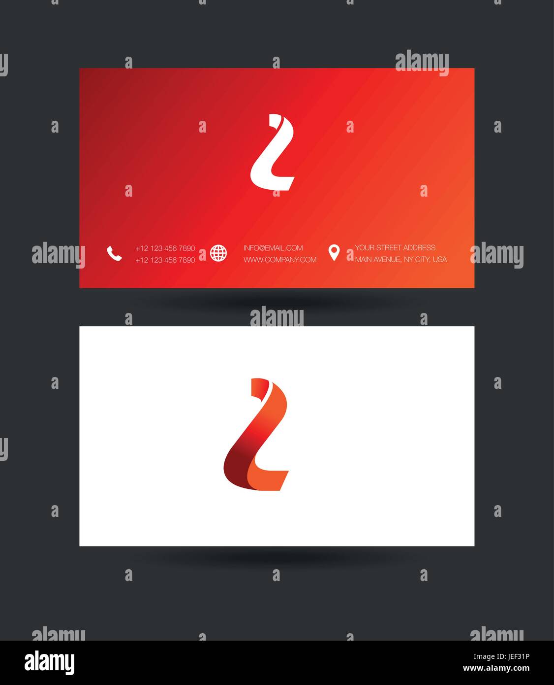 J Letter Logo with Business Card Template Vector Stock Vector Image ...