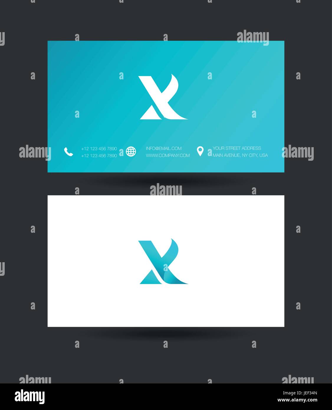 X Letter Logo with Business Card Template Vector Stock Vector Image ...