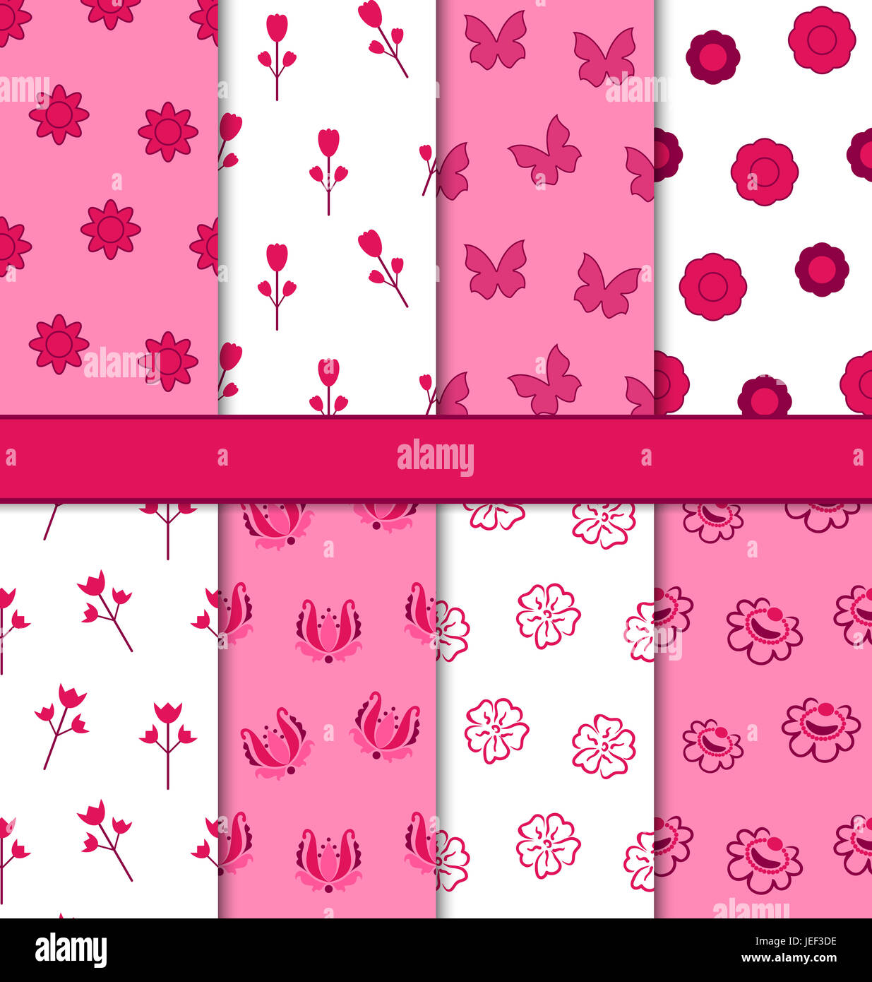 Illustration Set of 8 Seamless Abstract Floral Romantic Pattern Stock ...