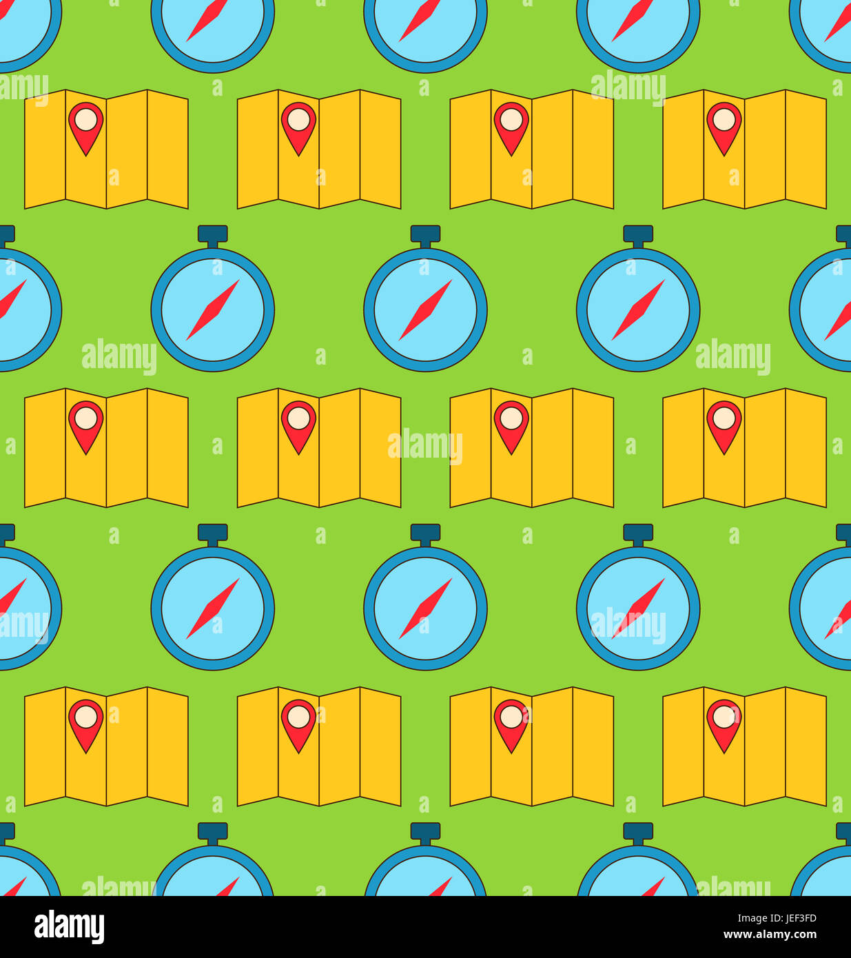 Illustration Seamless Pattern with Maps and Compass, Can be Used for ...