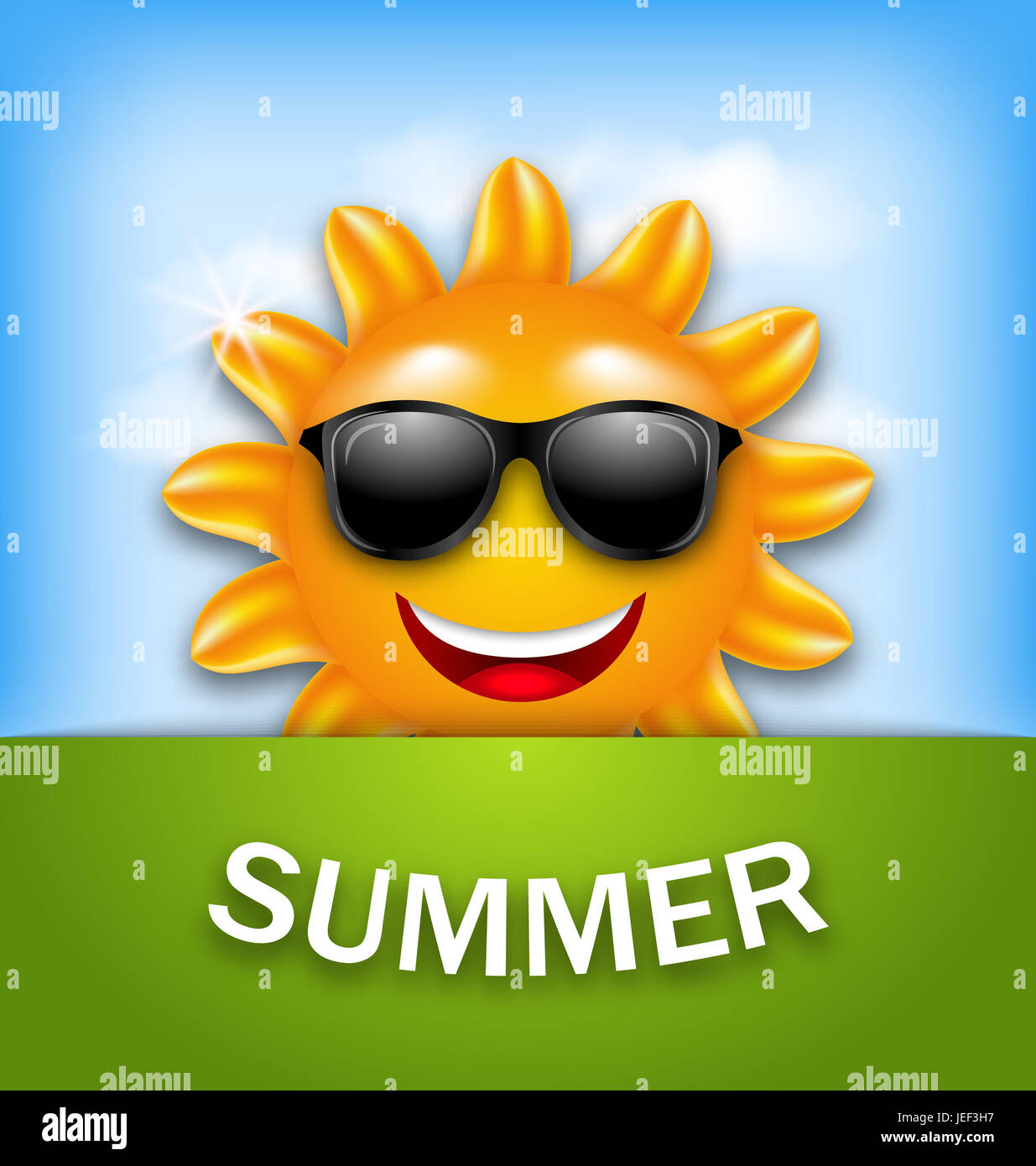 Illustration Cool Happy Summer Sun in Sunglasses Stock Photo - Alamy
