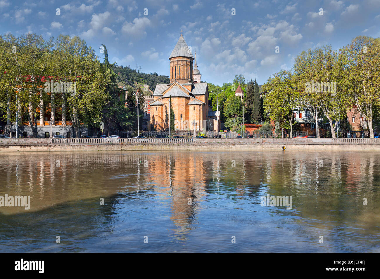 Reflection of the Sioni Church over the River Mtkvari, in Tbilisi ...