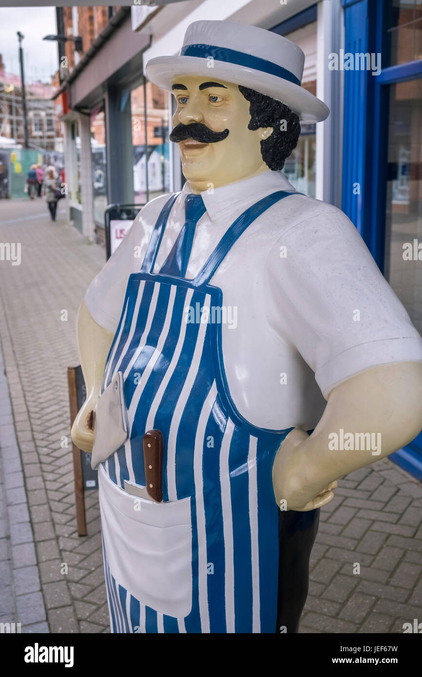 Butcher man figure outside butchers shop, City of Lincoln, Lincolnshire ...