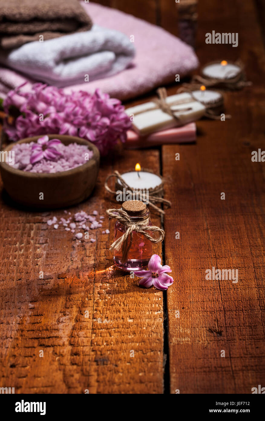 Spa background in the range of pink and brown Stock Photo - Alamy