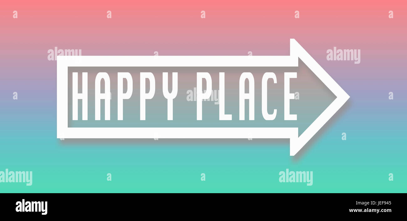 "Happy Place" signboard with a gradient background, cheerful and ...