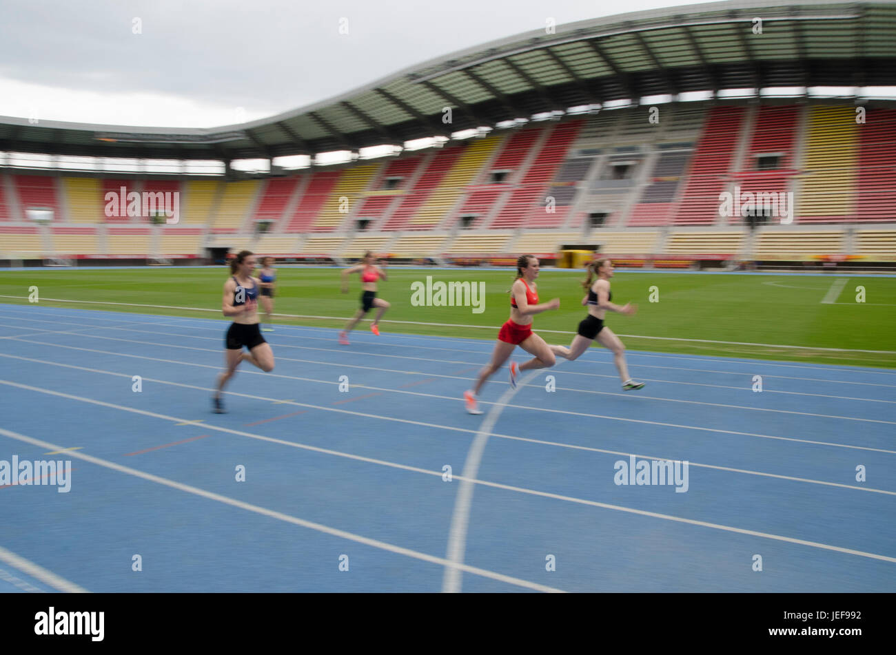 Stadium athletic race Stock Photo - Alamy