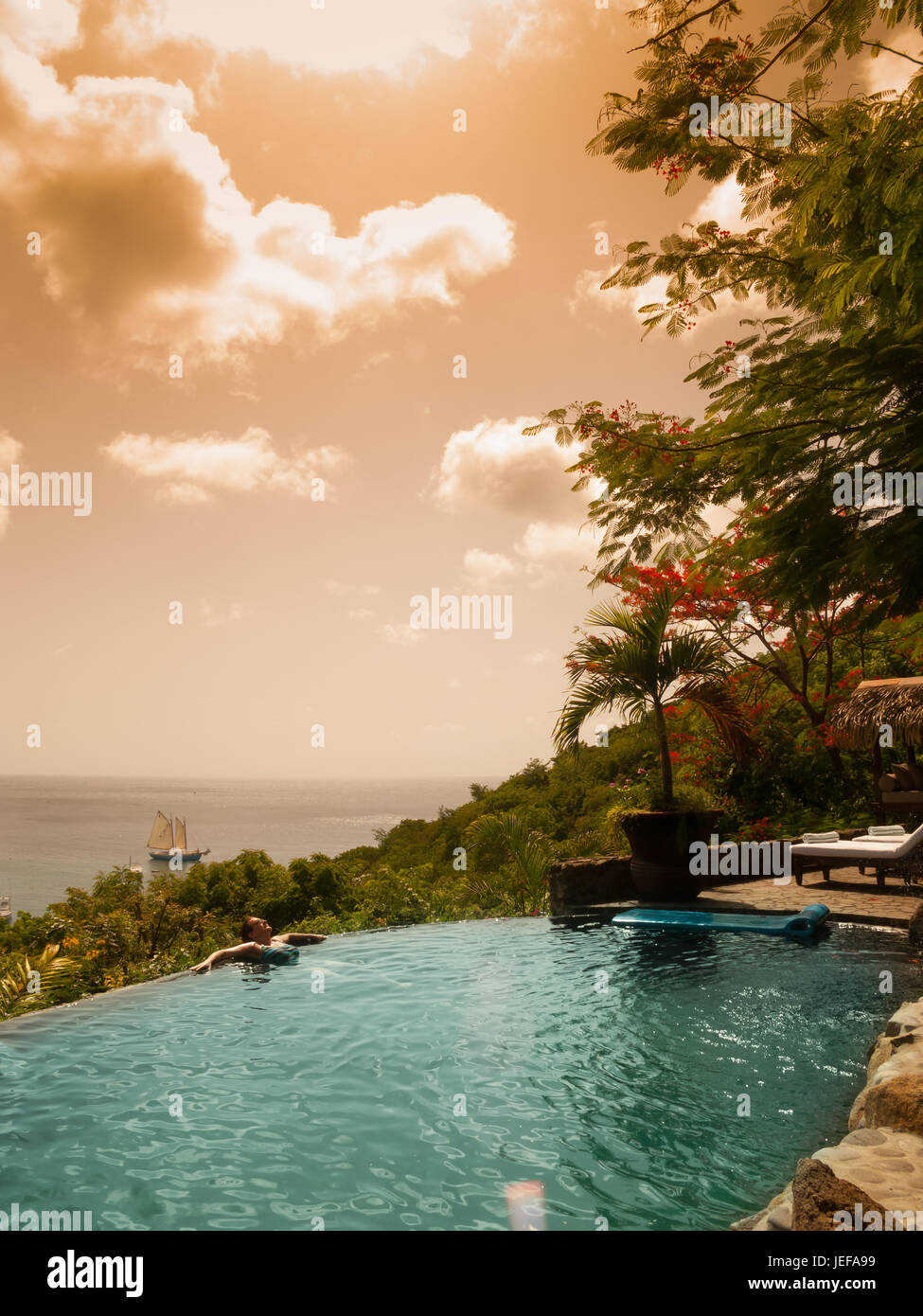 Swimming Pool at Firefly Mustique overlooking the Caribbean Sea, SS ...
