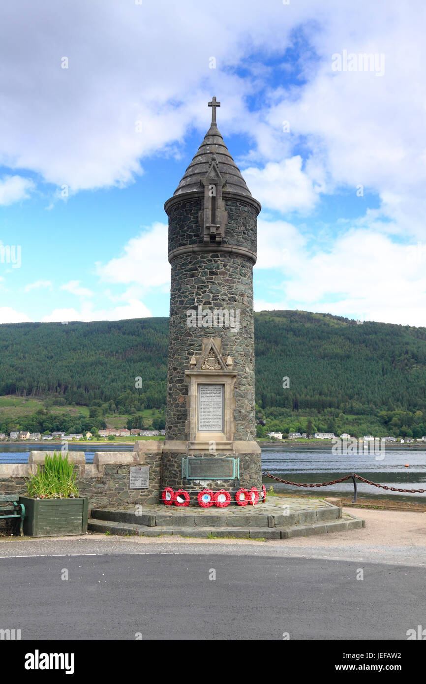 War memorial at Lazaretto Point, Sandbank, Argyll, Scotland Stock Photo ...