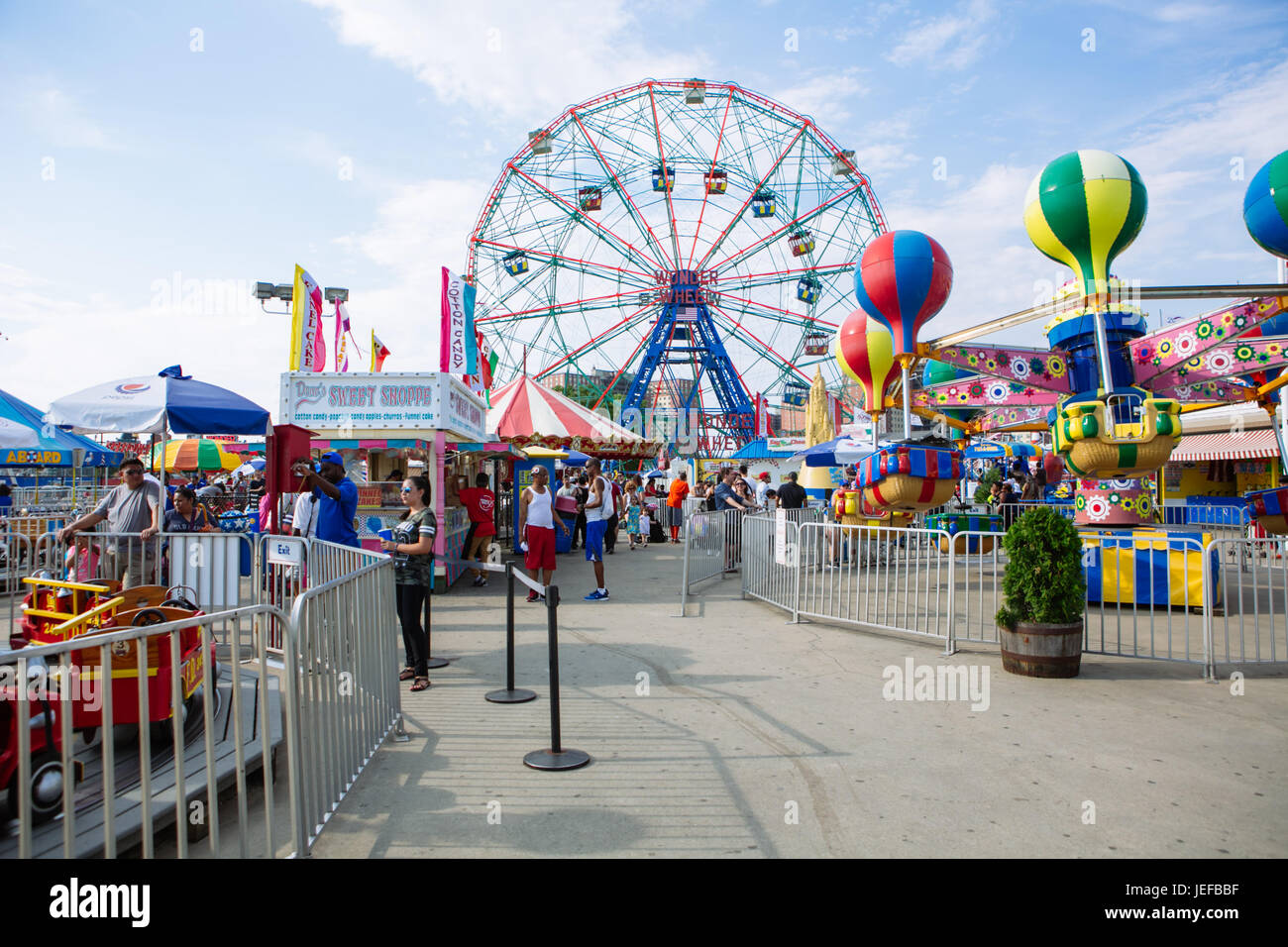 in Coney Island boardwalk during summer weekend, Brooklyn, USA Stock ...