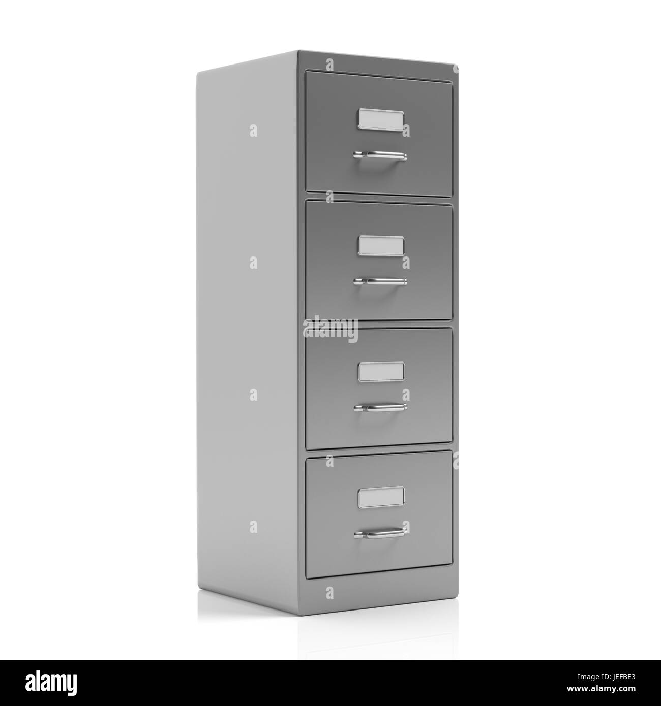 Silver filing cabinet isolated on white background. 3d illustration ...