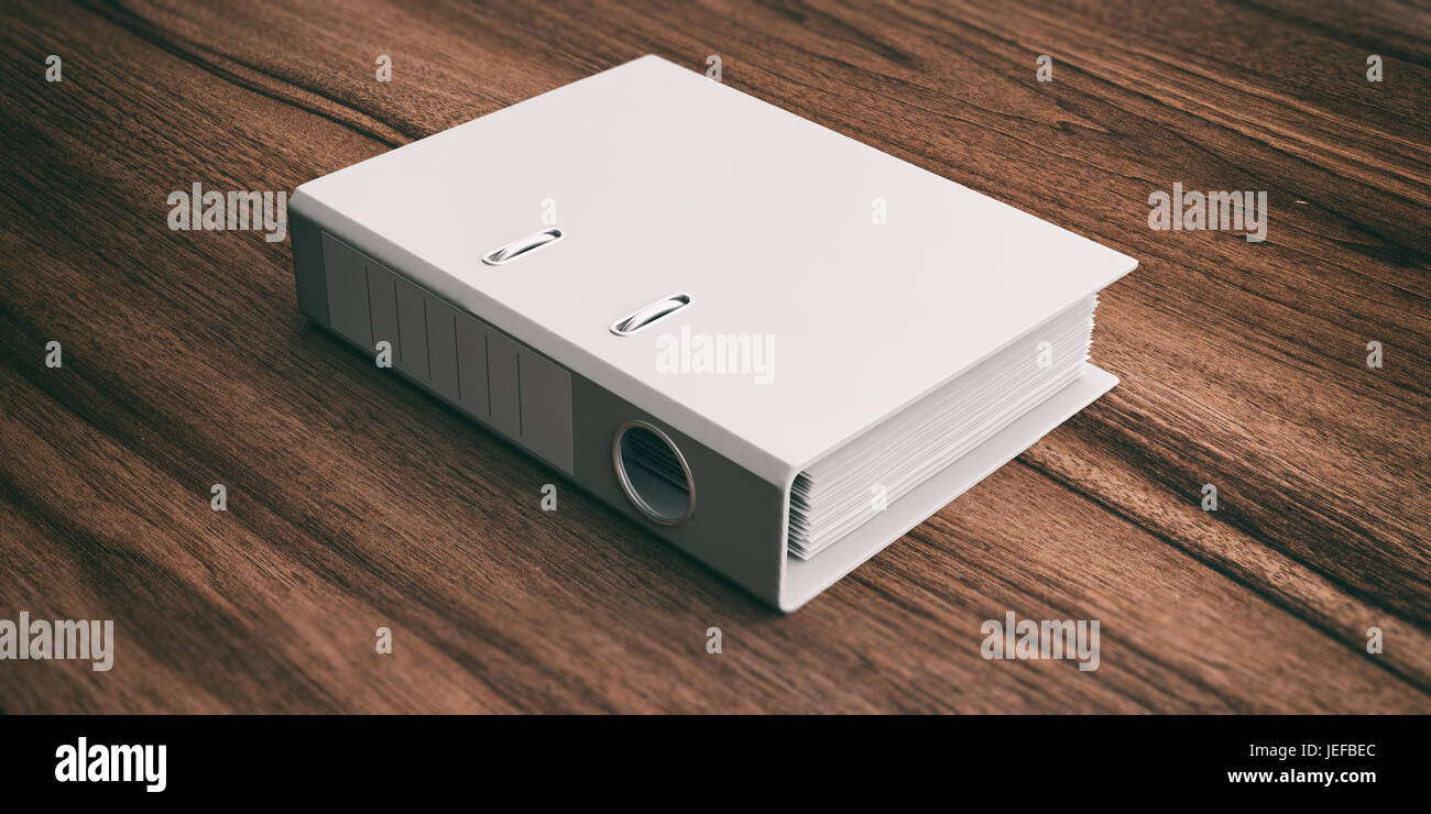 White ring binder isolated on wooden background. 3d illustration Stock ...