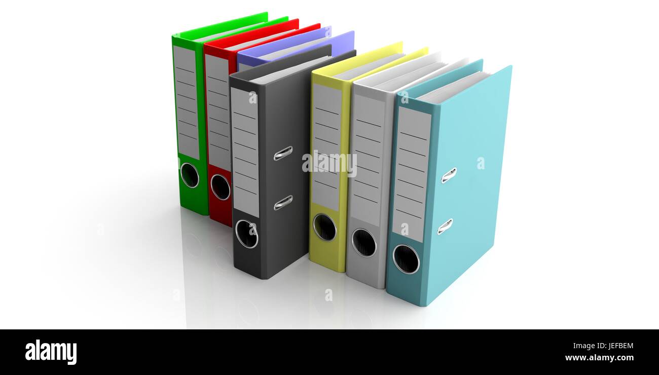 Colorful ring binders isolated on white background. 3d illustration ...