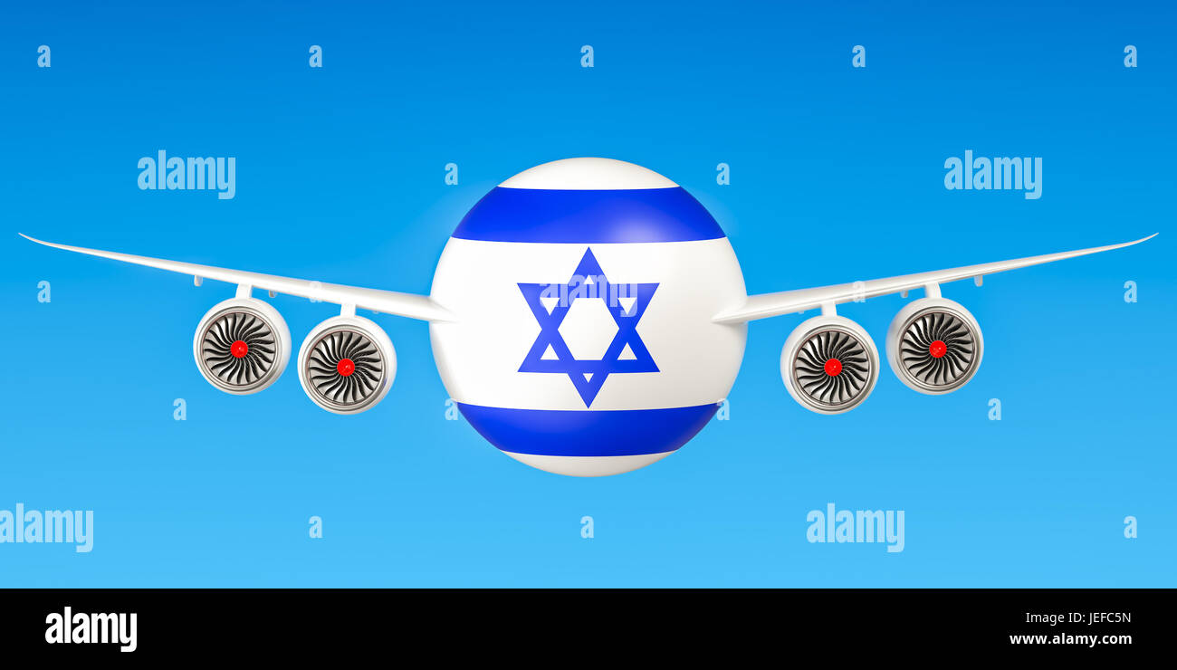 Israeli airlines and flying's, flights to Israel concept. 3D rendering ...