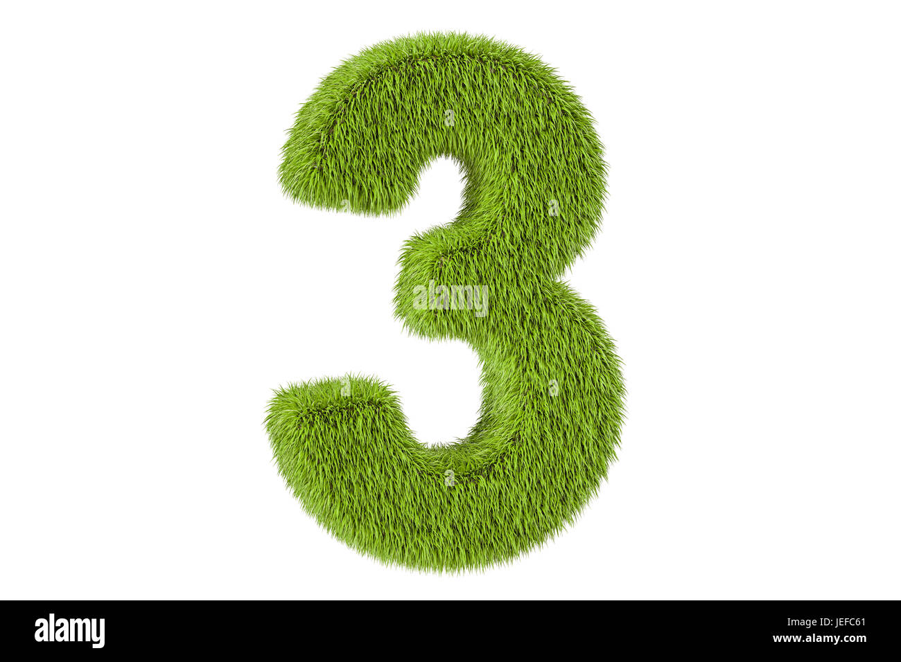 number 3 from grass, 3D rendering isolated on white background Stock ...