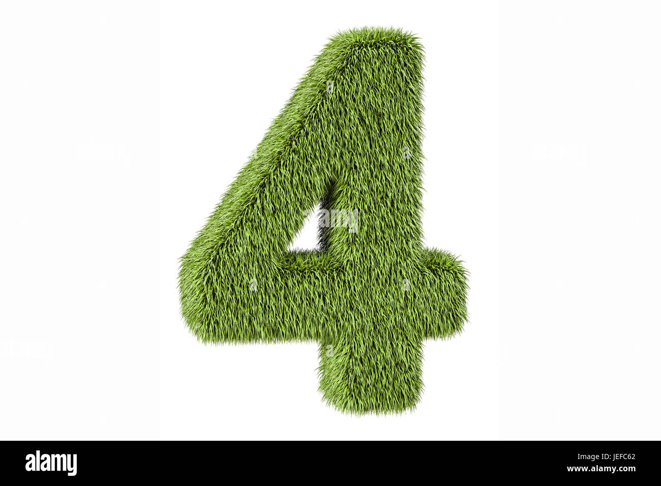 number 4 from grass, 3D rendering isolated on white background Stock ...
