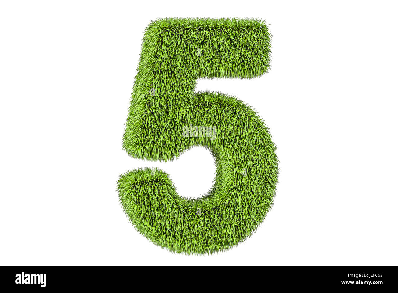 number 5 from grass, 3D rendering isolated on white background Stock ...