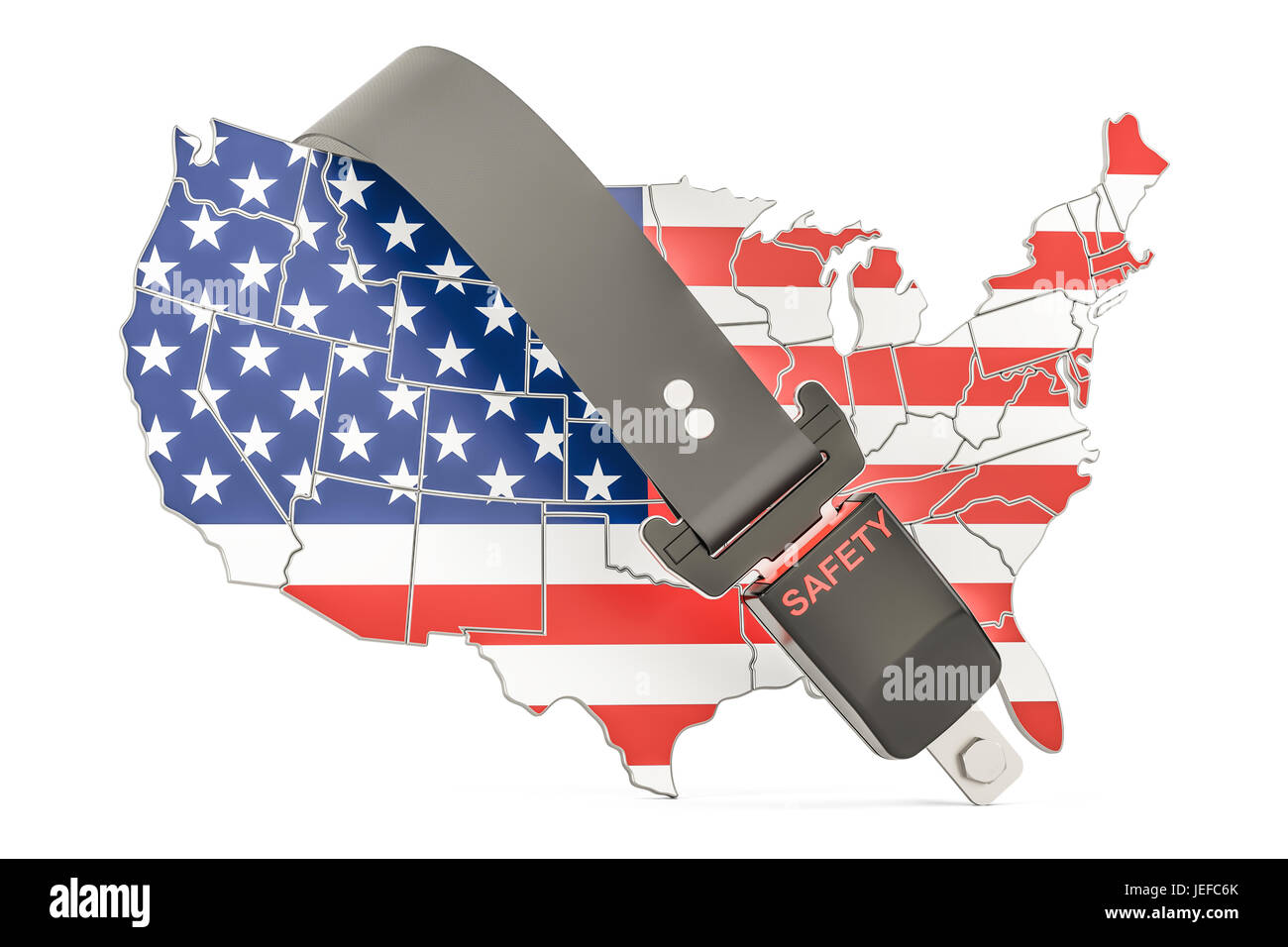 USA map with safety belt. Security and protect or insurance concept, 3D ...