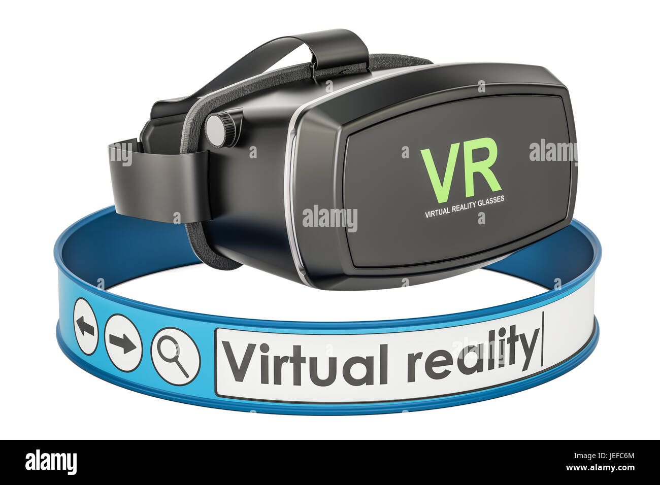 Virtual reality VR concept, 3D rendering isolated on white background ...