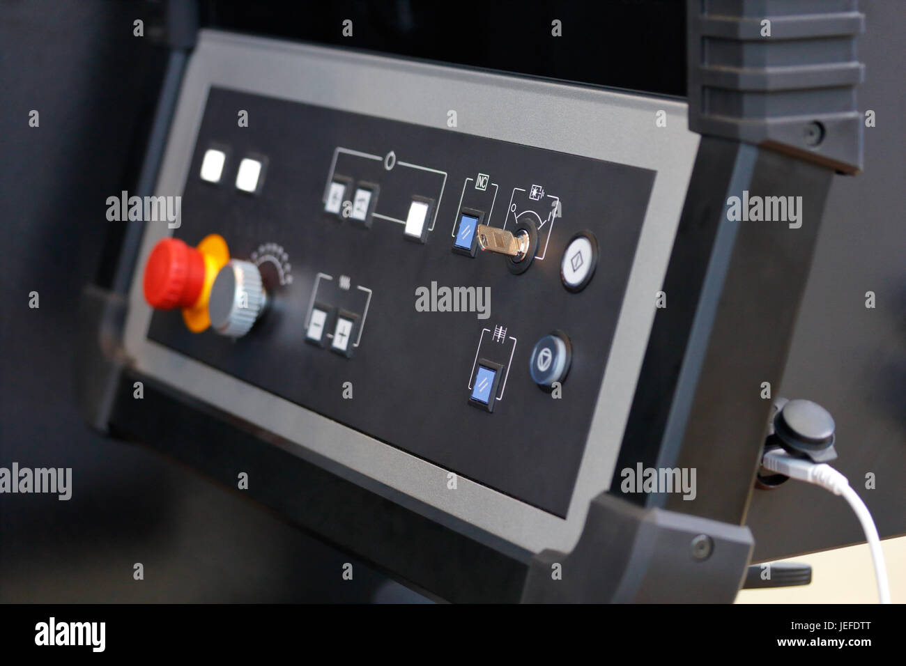 The operation panel of modern industrial equipment. Selective focus ...