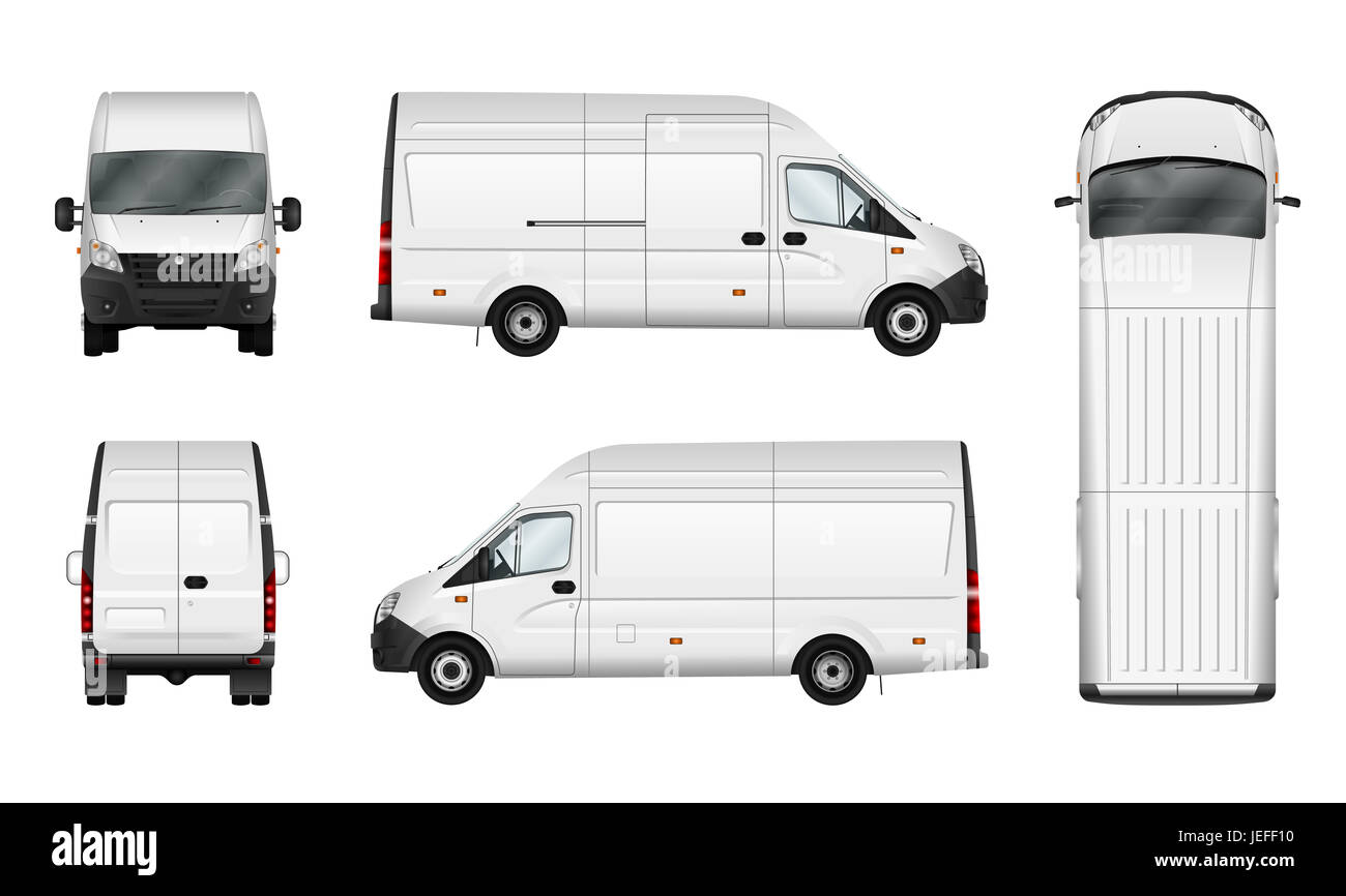 Cargo van illustration on white. City commercial minibus template ...