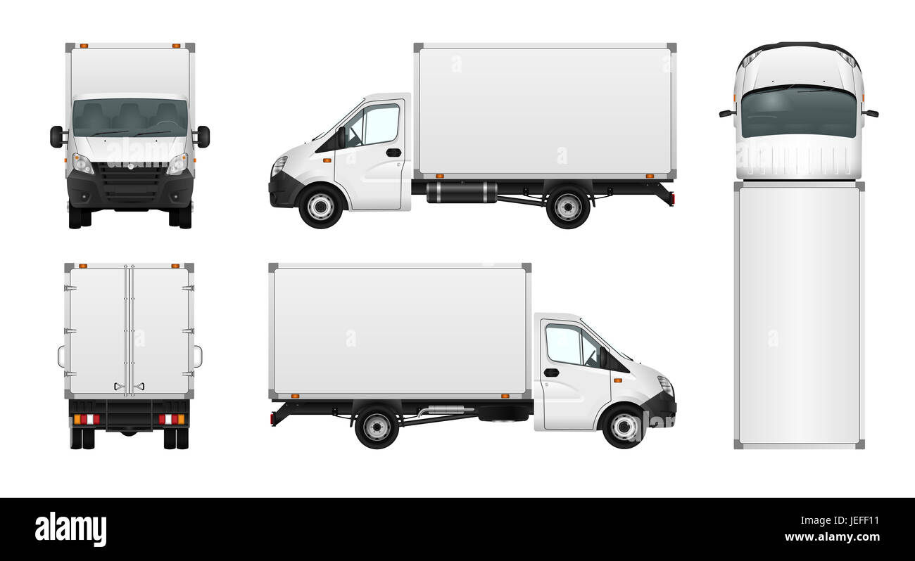 Cargo van illustration on white. City commercial minibus template ...