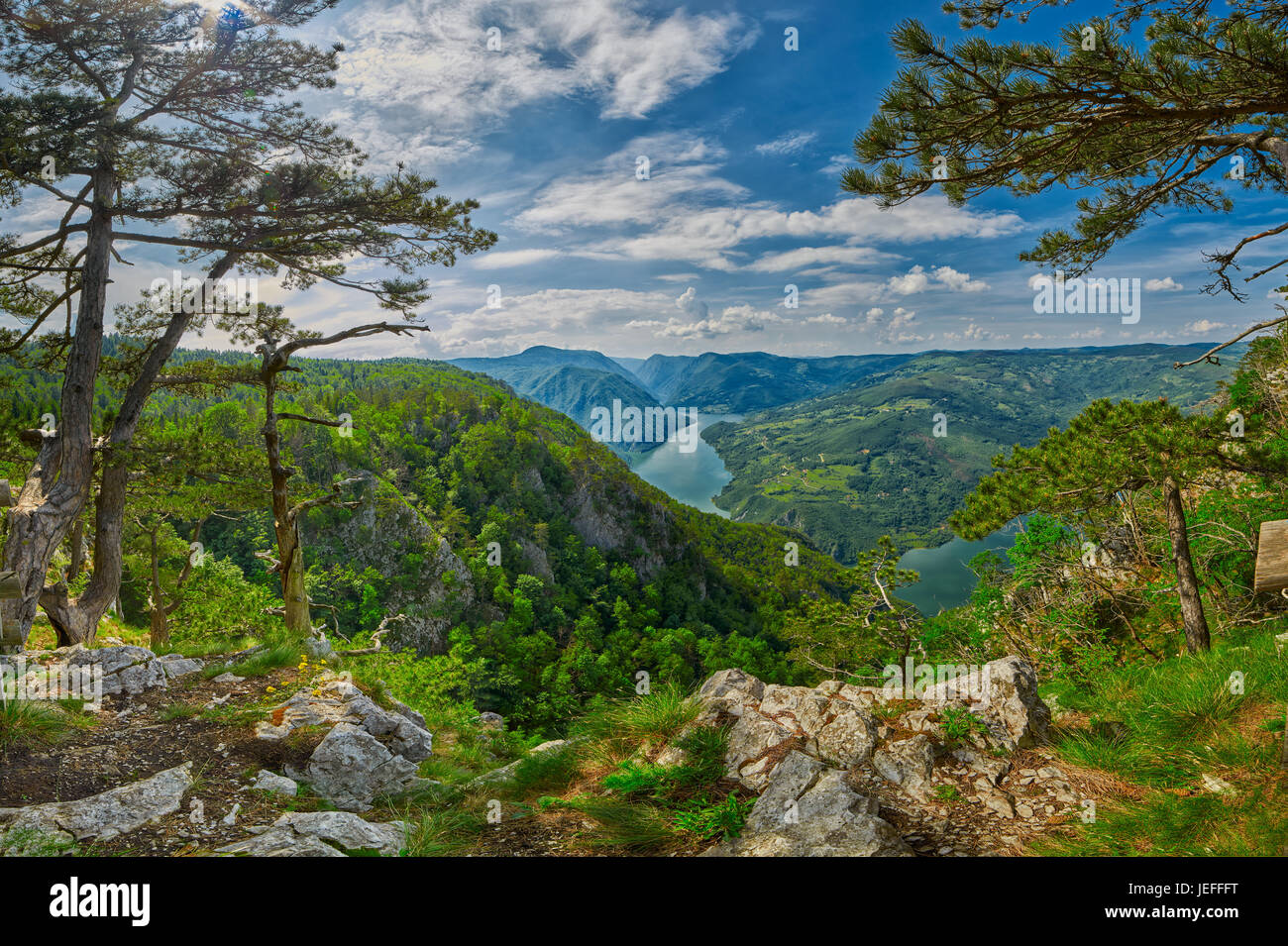 High-Resolution Panorama from Banjska Stena viewpoint over Drina River ...