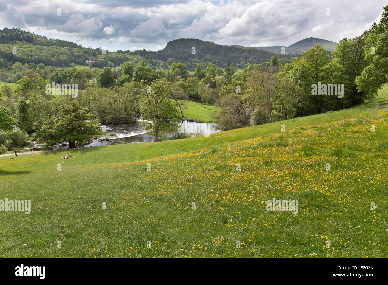 The town of Llangollen, Wales. Picturesque view of the Thomas Telford ...