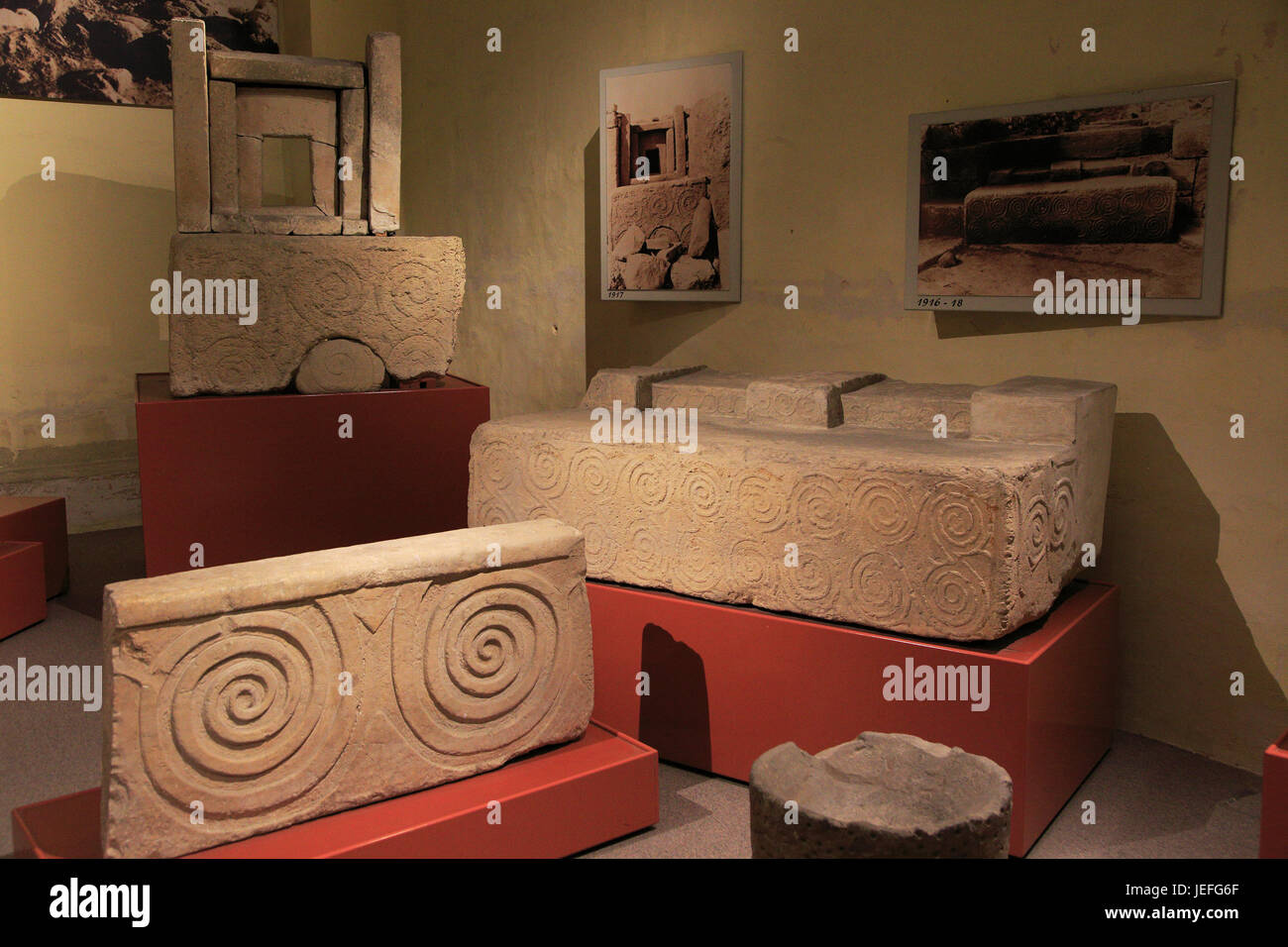 Carved stone neolithic spiral design, National Museum of Archaeology ...