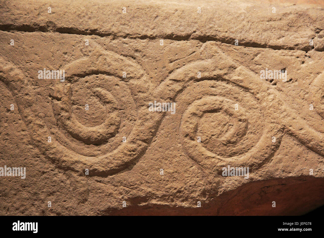 Carved stone neolithic spiral design, National Museum of Archaeology ...