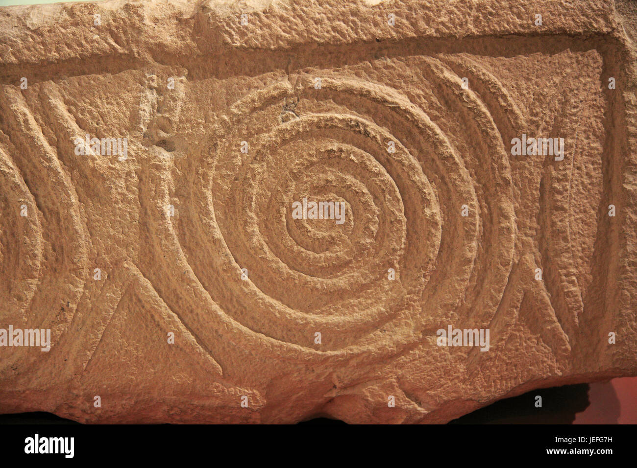 Carved stone neolithic spiral design, National Museum of Archaeology ...
