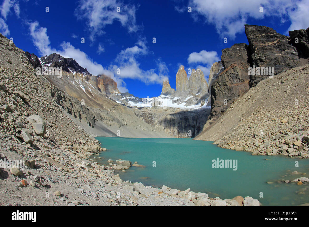 The three towers at Torres del Paine National Park, Patagonia, Chile ...