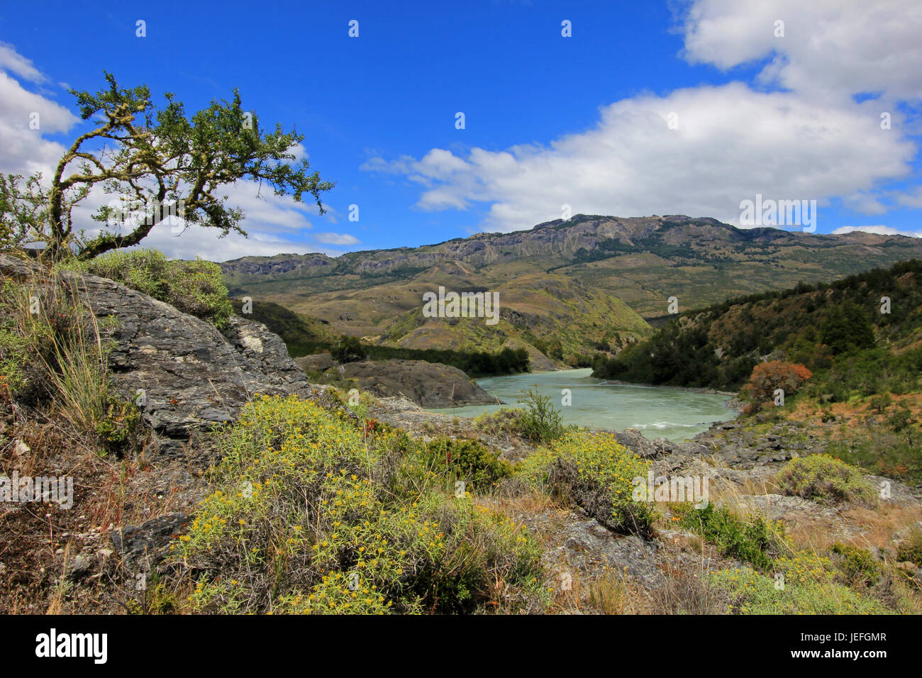 Deep blue Baker river, Carretera Austral, Route 7 Chile Stock Photo - Alamy