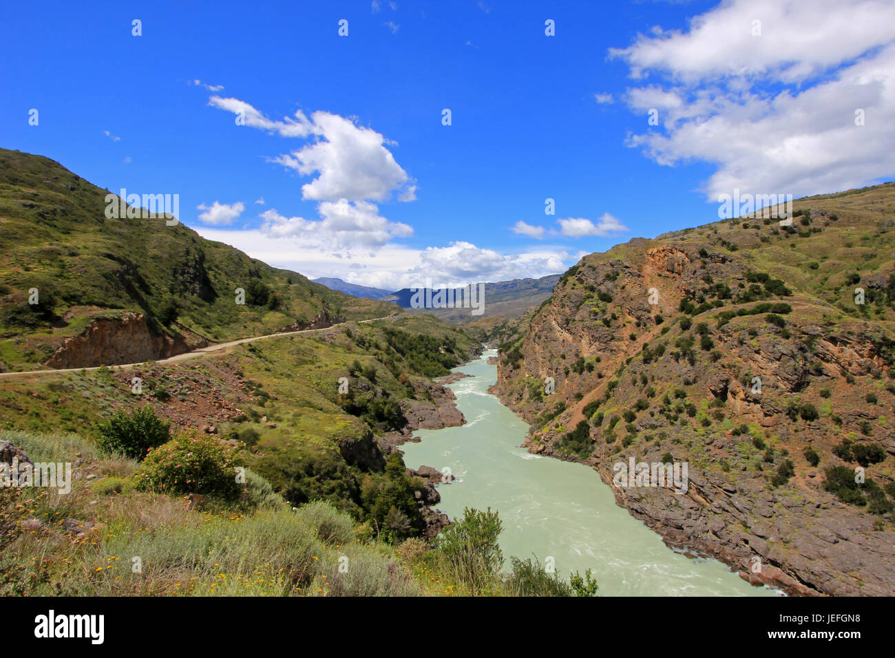 Deep blue Baker river, Carretera Austral, Route 7 Chile Stock Photo - Alamy
