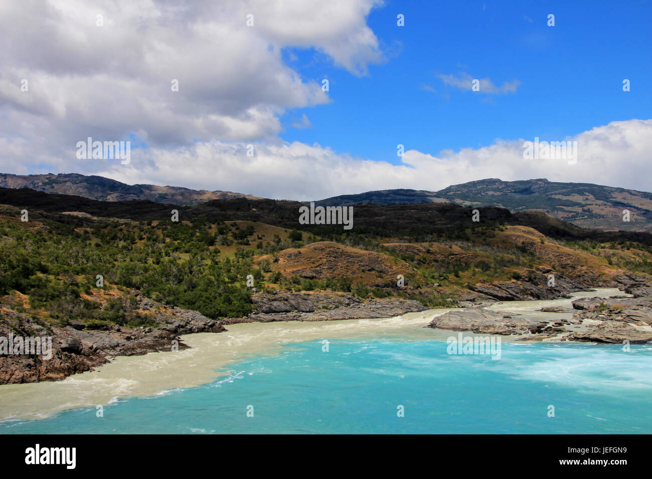 Confluence of Baker river and Neff river, Chile Stock Photo - Alamy