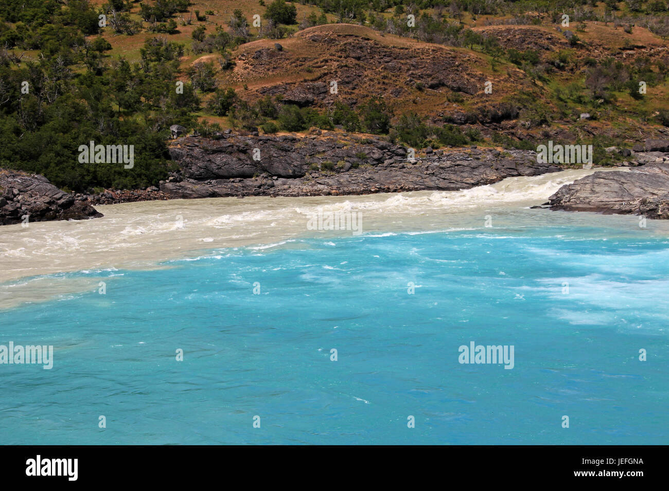 Confluence of Baker river and Neff river, Chile Stock Photo - Alamy
