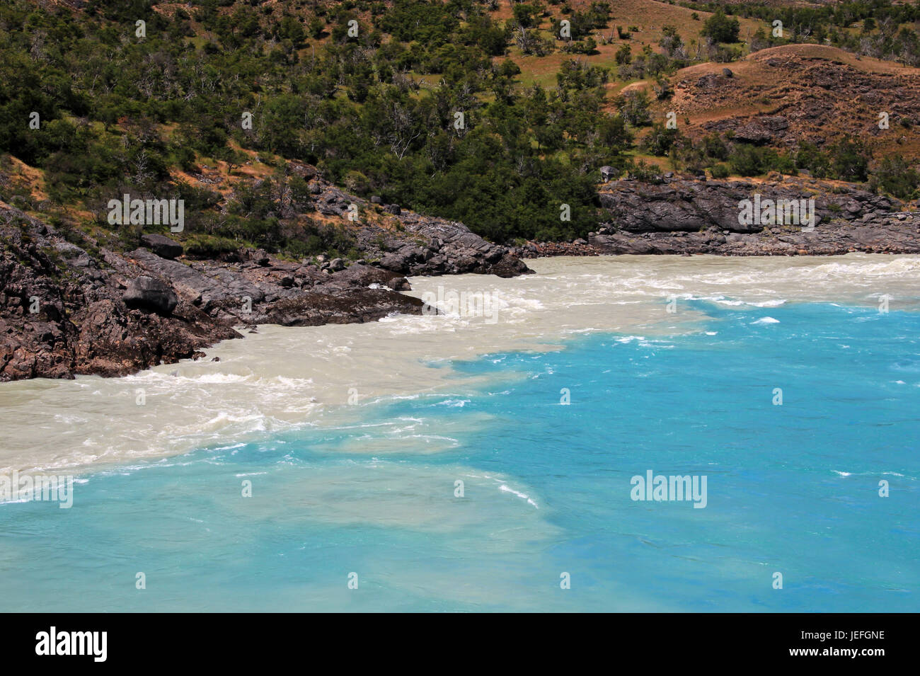 Confluence of Baker river and Neff river, Chile Stock Photo - Alamy