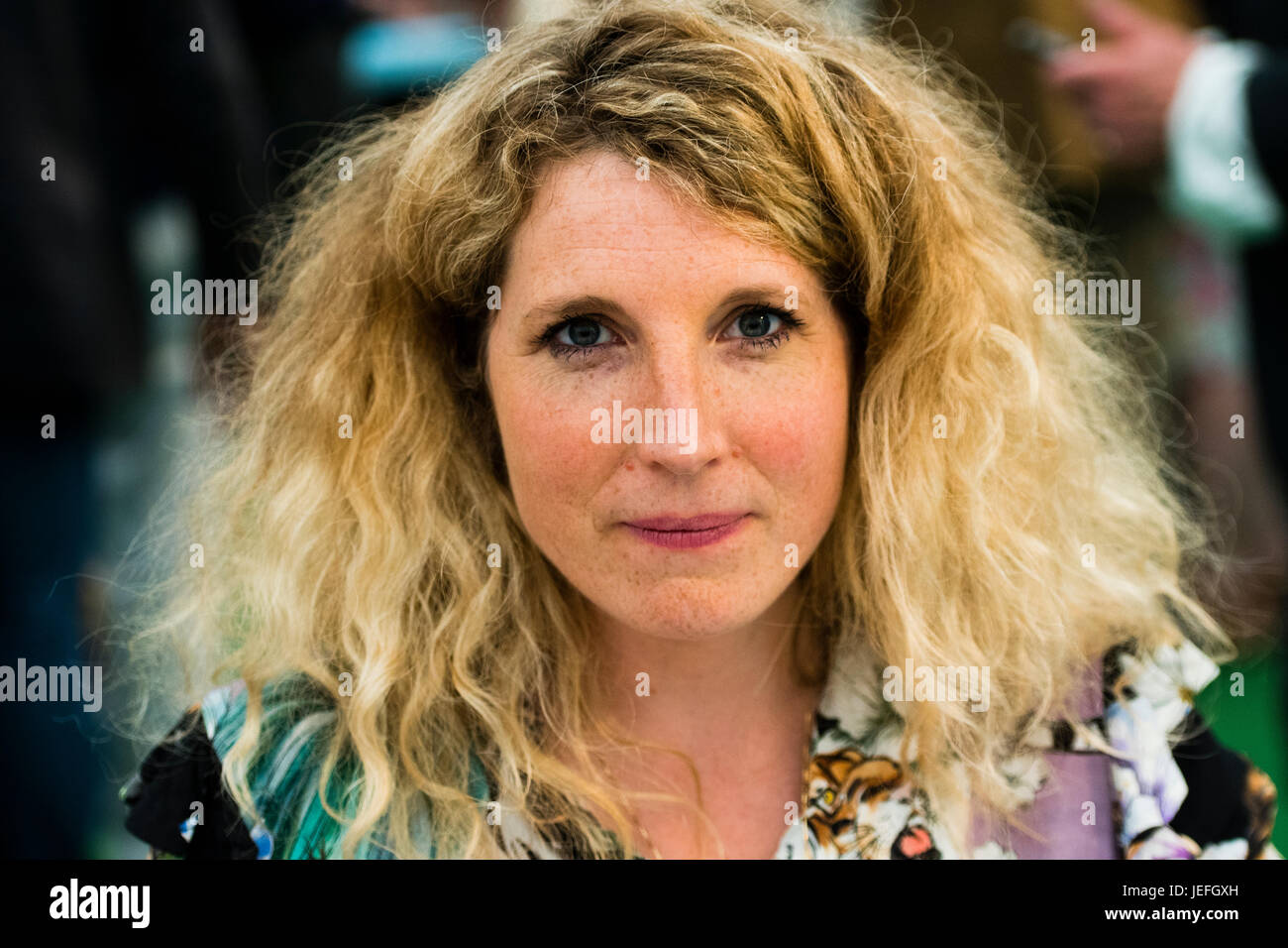 Dy Plambeck, Danish author and novelist, at the 2017 Hay Festival of ...