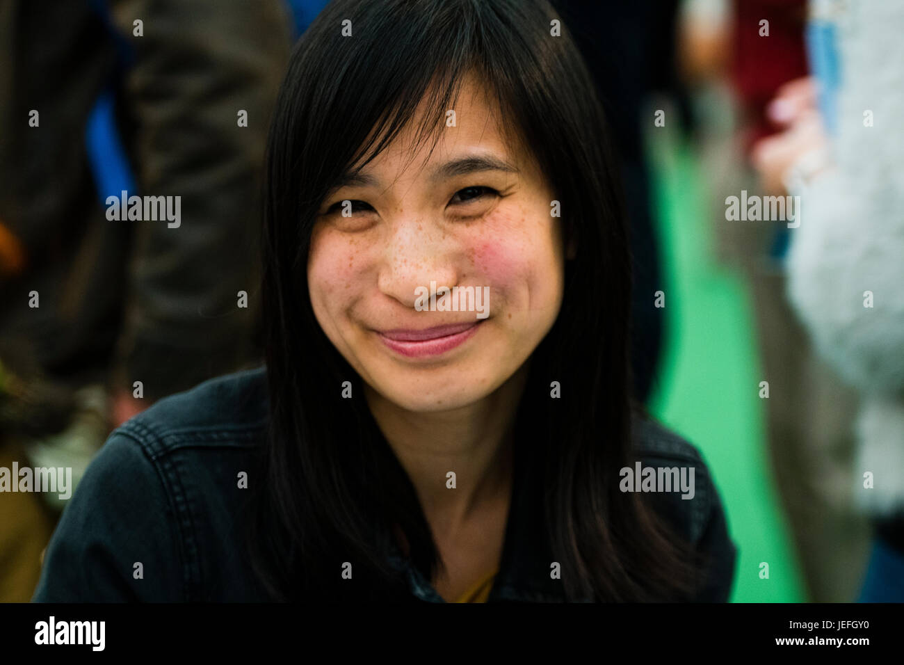 Sandrine Kao, childrens writer and illustrator, at the 2017 Hay ...