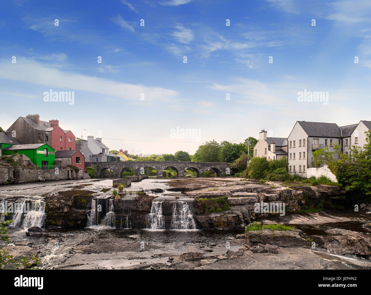 The River Inagh, with its small rapids known as the Cascades, running ...