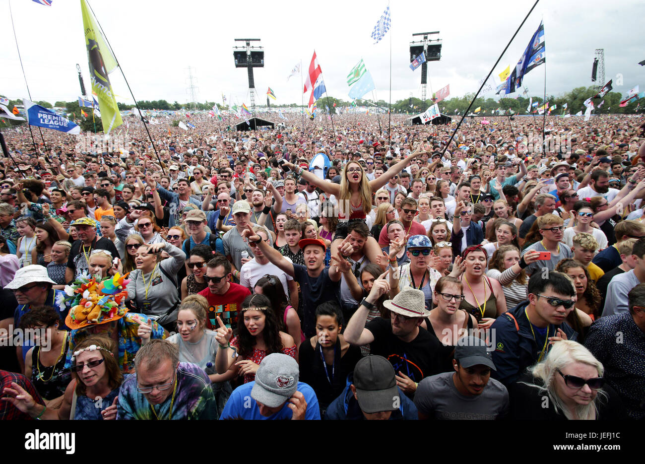 The crowd watching Craig David performing on the Pyramid Stage at ...