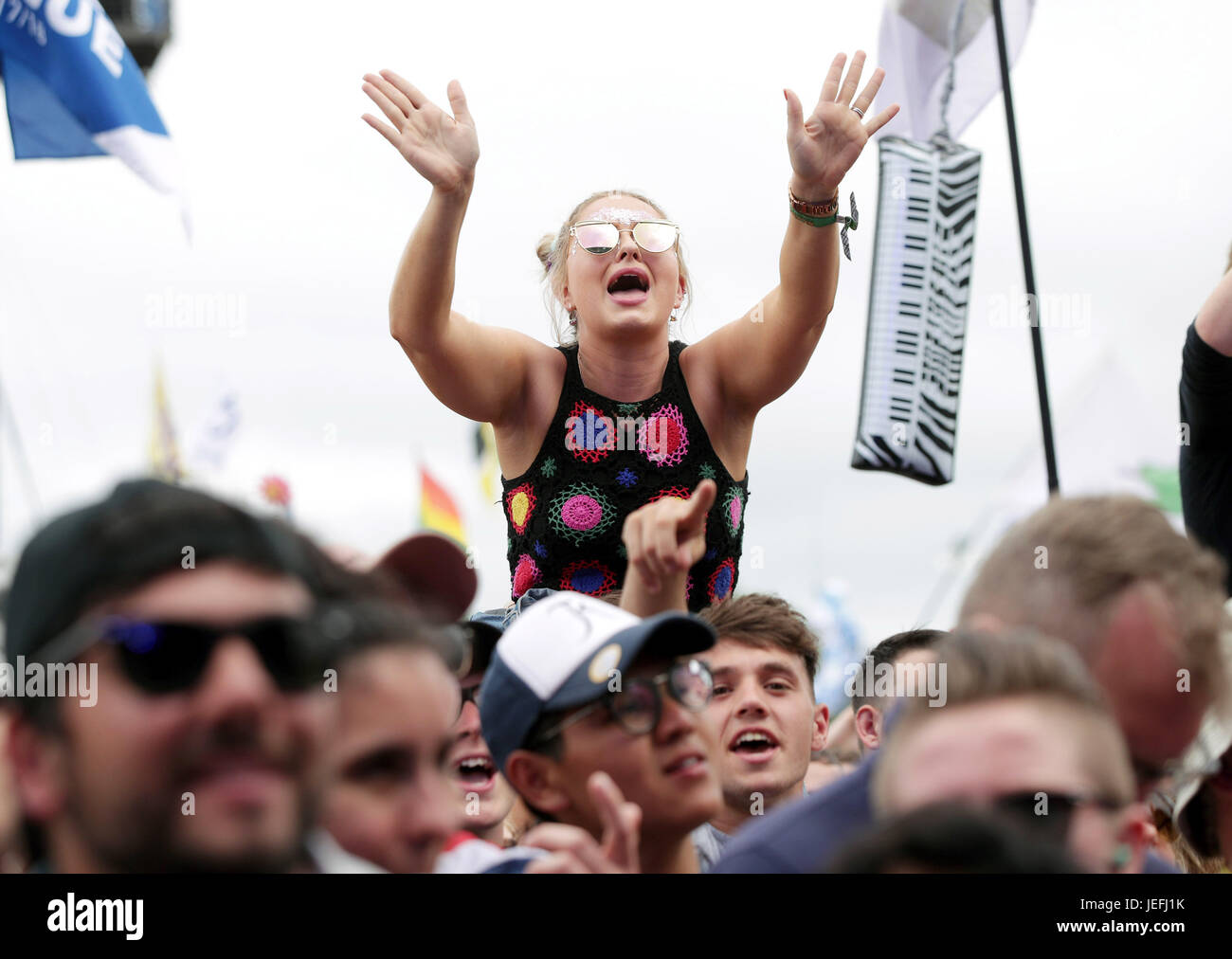 The crowd watching Craig David performing on the Pyramid Stage at ...