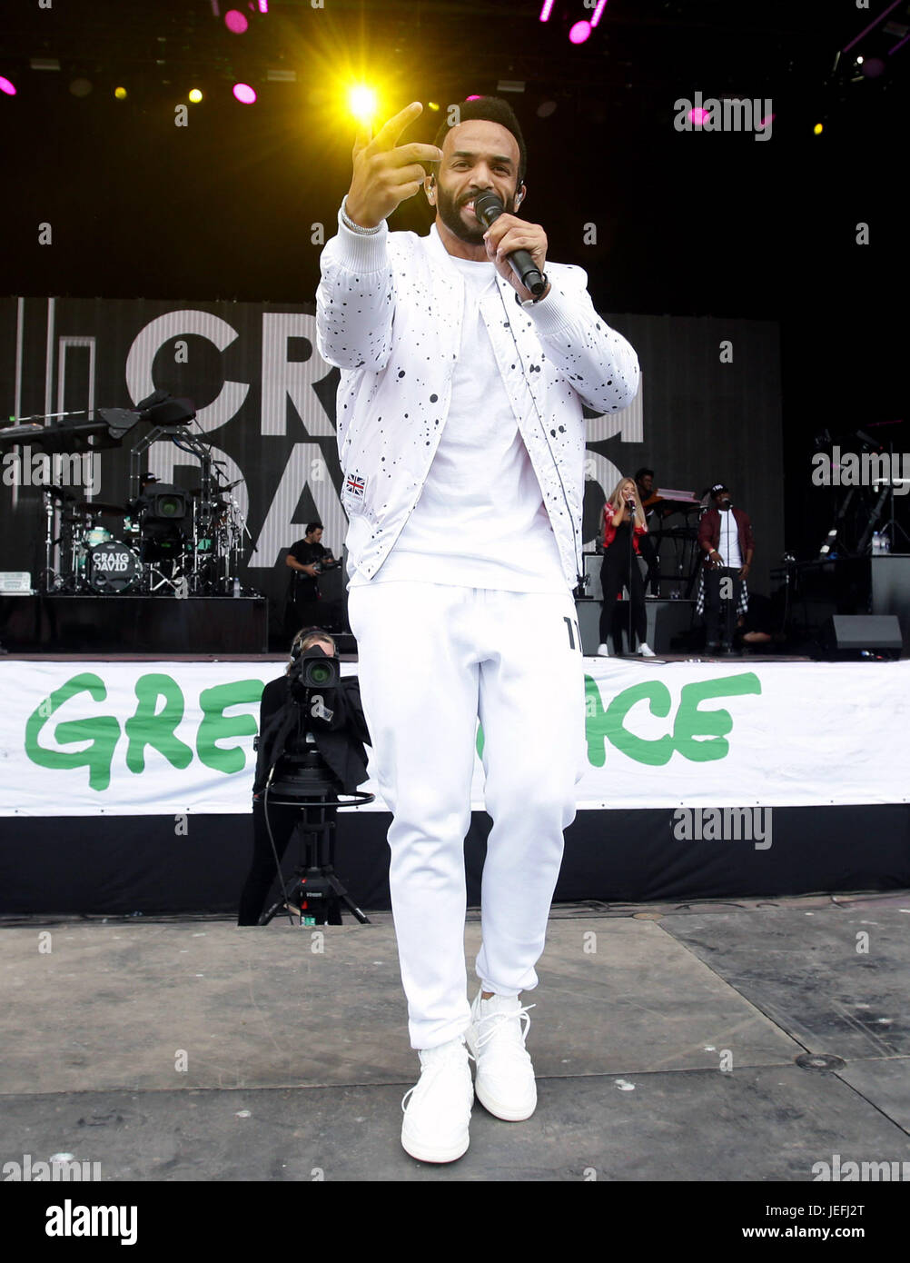 Craig David performing on the Pyramid Stage at Glastonbury Festival, at ...