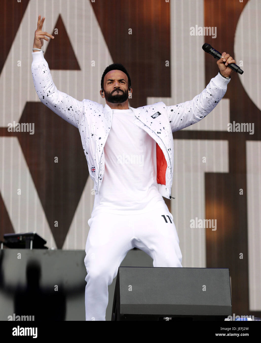 Craig David performing on the Pyramid Stage at Glastonbury Festival, at ...